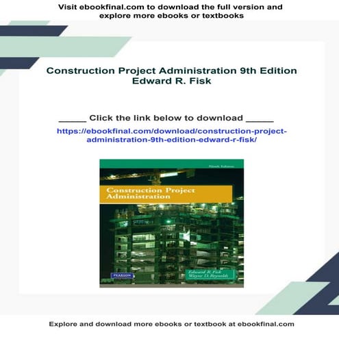 Construction Project Administration 9th Edition Edward R. Fisk | PDF