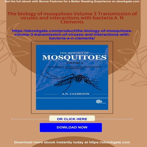 The biology of mosquitoes Volume 3 Transmission of viruses and interactions with bacteria A N ...