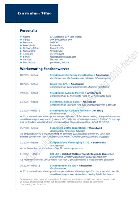 Curriculum Vitae Marlijne Willemsen | DOC | Business | Business and Finance