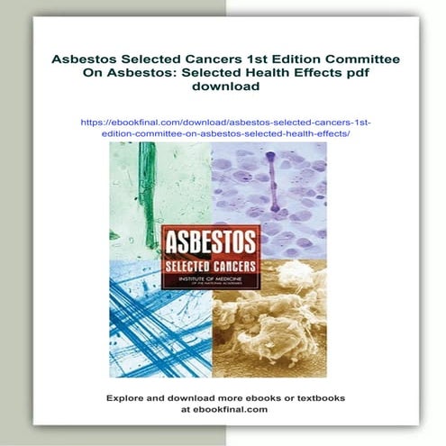 Asbestos Selected Cancers 1st Edition Committee On Asbestos: Selected ...
