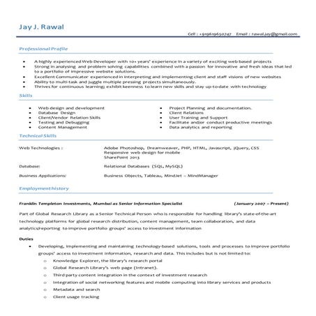 Resume - Jay_Rawal | DOCX | Web Development | Internet