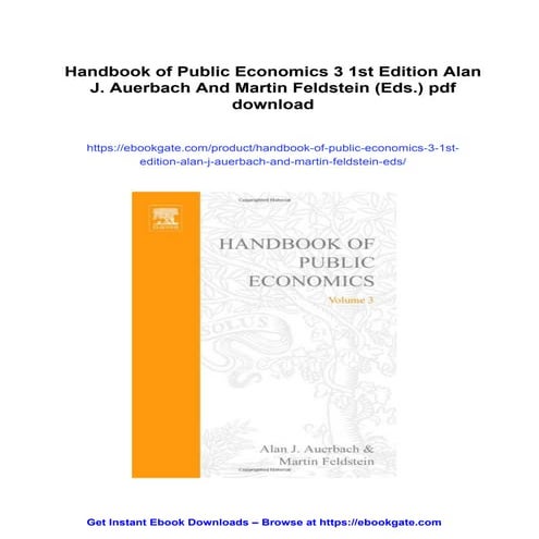 Handbook of Public Economics 3 1st Edition Alan J. Auerbach And Martin ...