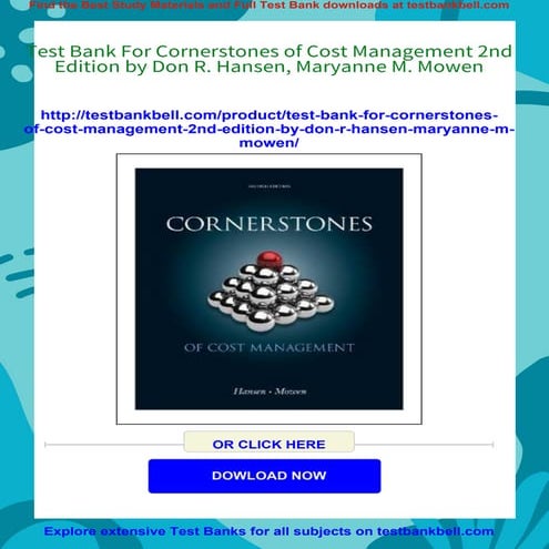 Test Bank For Cornerstones of Cost Management 2nd Edition by Don R ...