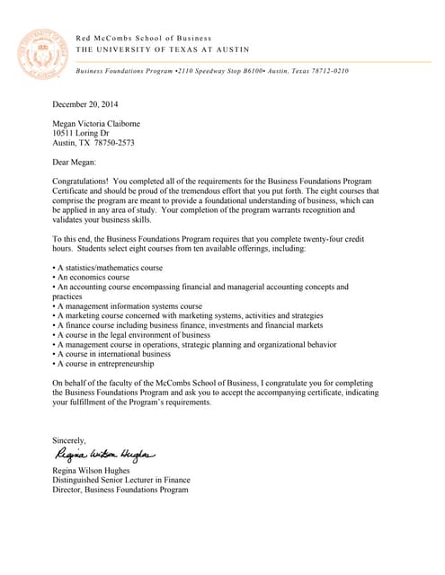 McCombs School of Business_Letter | PDF