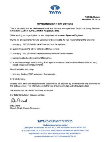 968022-Infosys Relieving Letter | PDF