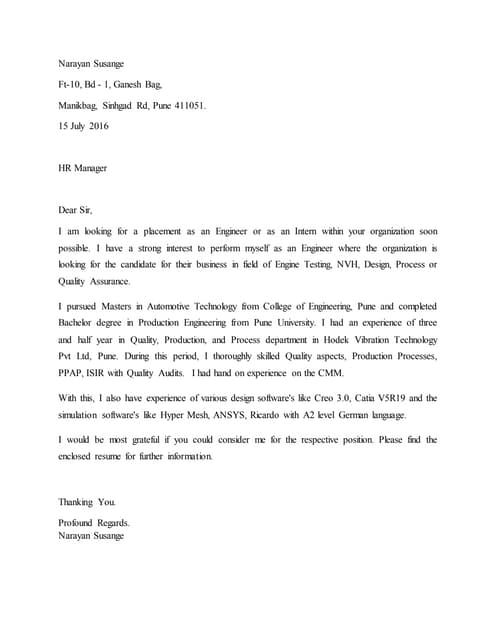 Model Cover letter ECE