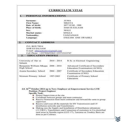 JUMA, mbaya CV - new | PDF