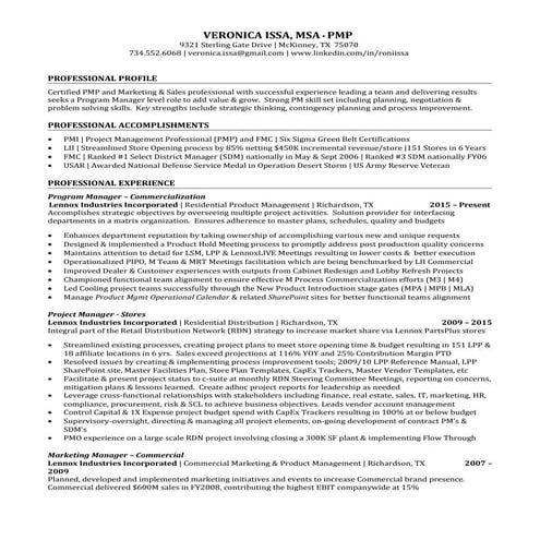 Veronica Issa - MSA PMP Resume - Jan 2017 | DOC