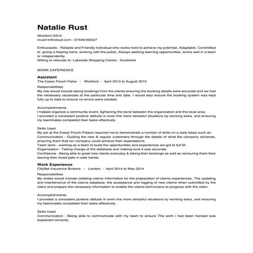 Natalie rust Cv | PDF