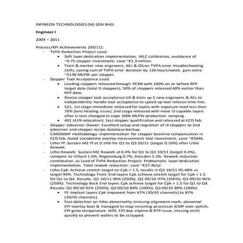 LinkedIn – Engineer I at Infineon Technologies | DOCX