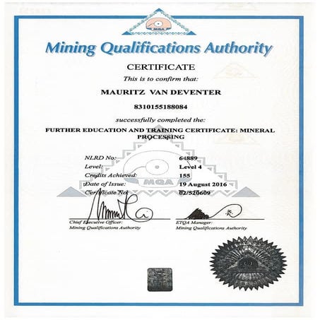 MQA - National Certificate - FETC Mineral Processing (level 4) | PDF