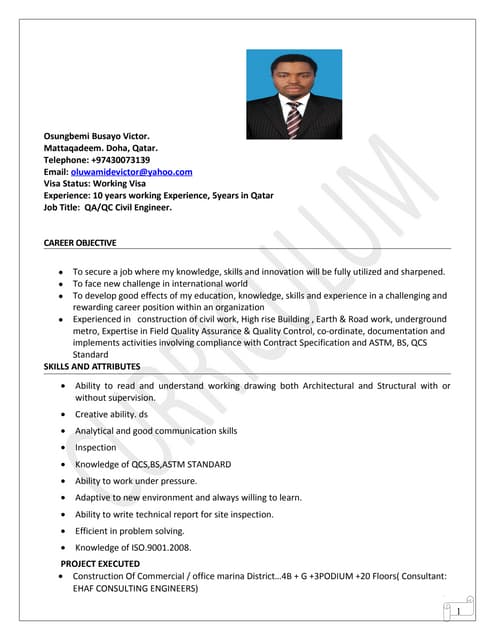 Resume - Zubair Khan - Civil QC Inspector | DOC | Civil Engineering ...