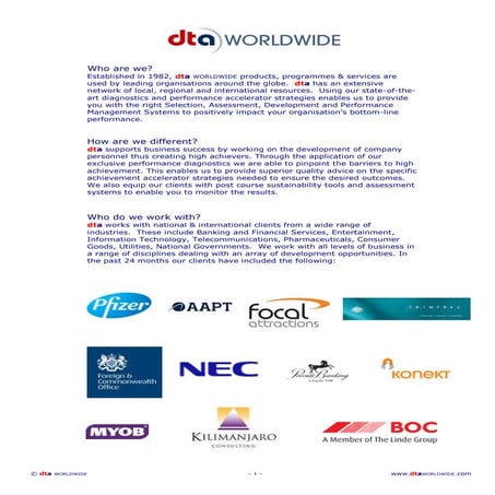 dta Company Overview 2015 | PDF | Business Administration | Business