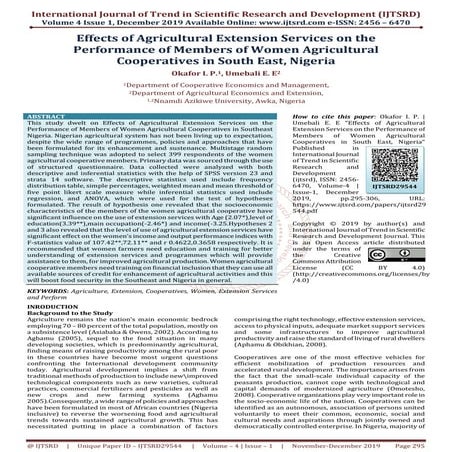 Effects of Agricultural Extension Services on the Performance of ...