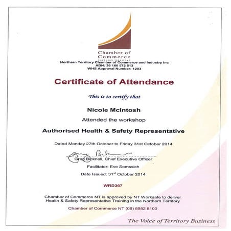 Work Health & Safety Certificate | PDF | Medical Health