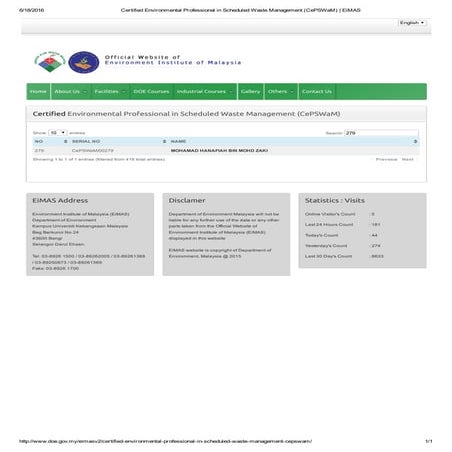 Certified Environmental Professional in Scheduled Waste Management ...