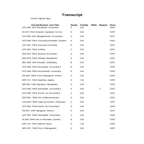 WSU Transcript | DOCX