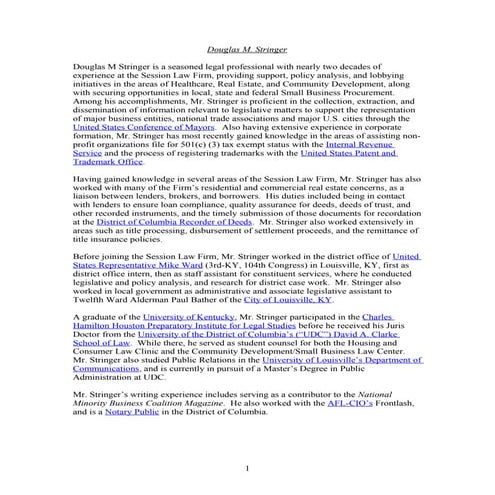 Douglas M Stringer Biography | DOC