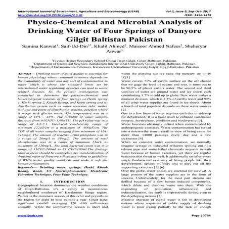 Physico-Chemical and Microbial Analysis of Drinking Water of Four ...
