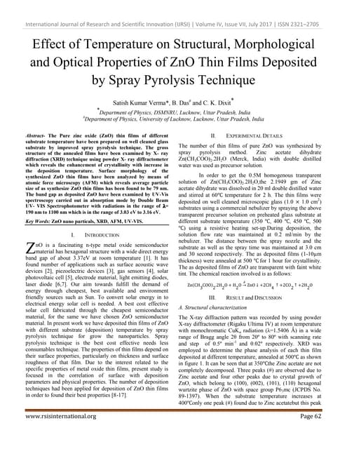 Structural Properties of (SnO2)1-x(ZnO)xThin Films Deposited By Spray Pyrolysis Technique | PDF ...