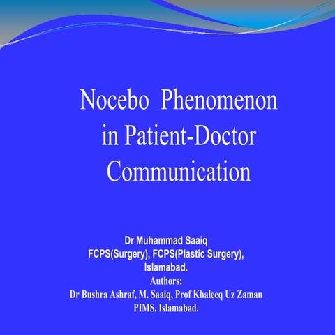 Nocebo in doctor patient communication Presentation | PDF