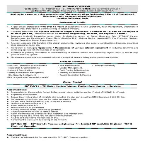 anil goswami 2016 cv | DOC