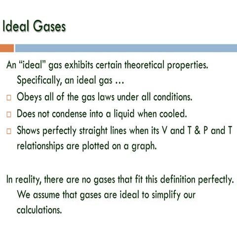 Ideal gases presentation for chemistry and school | PDF