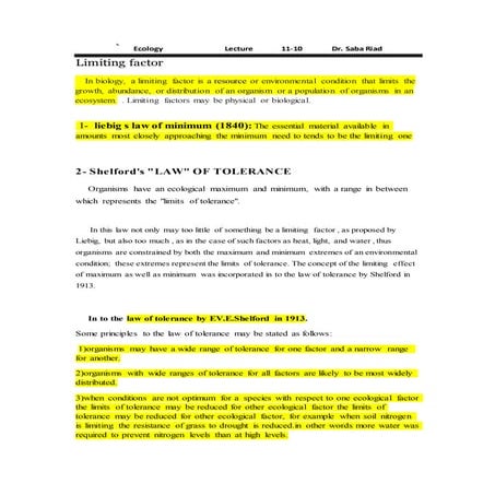 Laws of limiting factors | PPTX