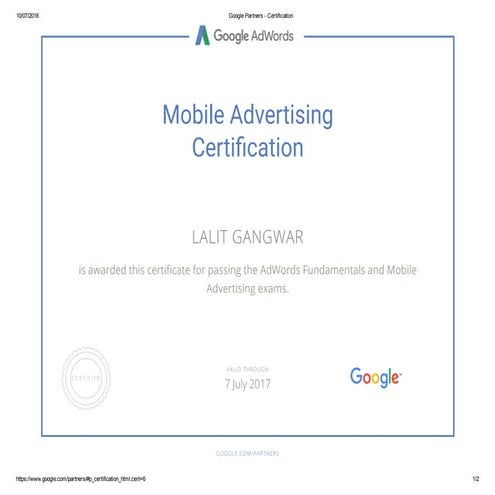 Google Partners - Certification | PPT