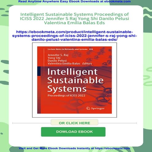 Intelligent Sustainable Systems Proceedings of ICISS 2022 Jennifer S Raj Yong Shi Danilo Pelusi ...