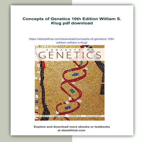 Concepts of Genetics 10th Edition William S. Klug | PDF