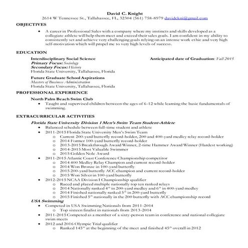 College Resume | DOCX