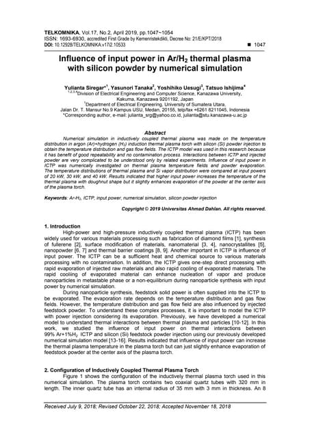 Numerical analysis in Ar-H2 coupled-coil inductively coupled thermal plasma with Si feedstock ...