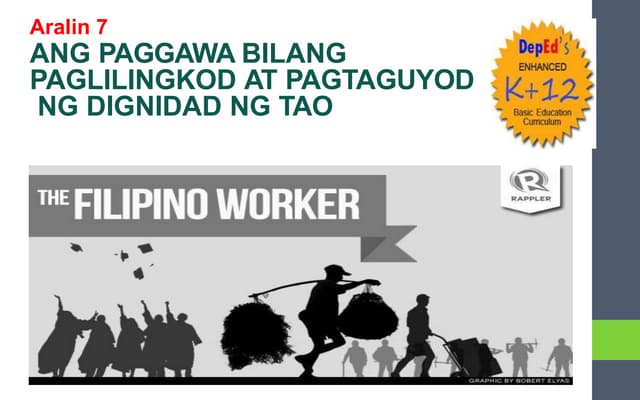 Ang paggawa bilang paglilingkod at pagtataguyod ng dignidan ppt | PPTX