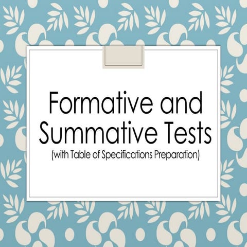 Table of Specifications (TOS) and Test Construction Review | PDF