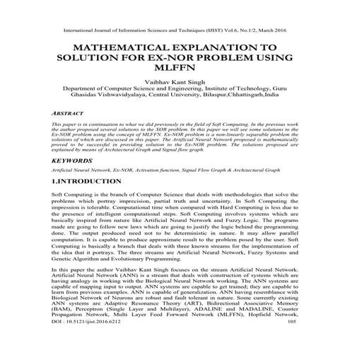 MATHEMATICAL EXPLANATION TO SOLUTION FOR EX-NOR PROBLEM USING MLFFN | PDF | Computing ...