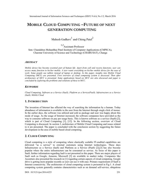 A Survey On Mobile Cloud Computing Pdf