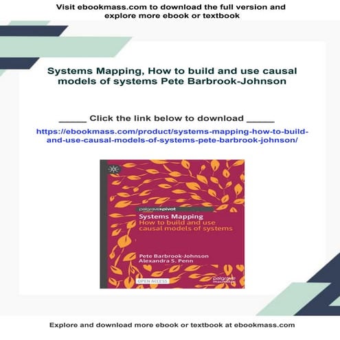 Systems Mapping, How to build and use causal models of systems Pete Barbrook-Johnson | PDF