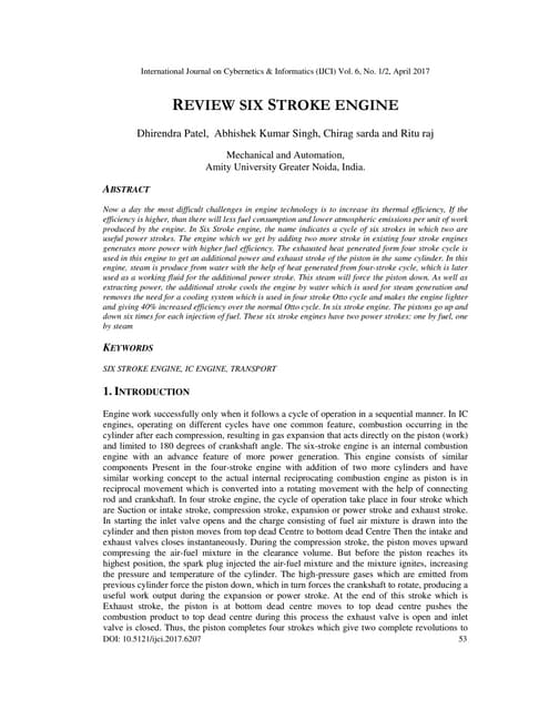 A Seminar Report On Six Stroke Engine | PDF