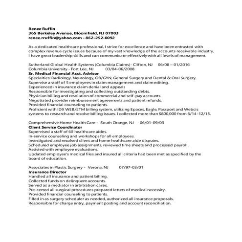 RENEE RESUME | DOCX | Healthcare Industry | Industries