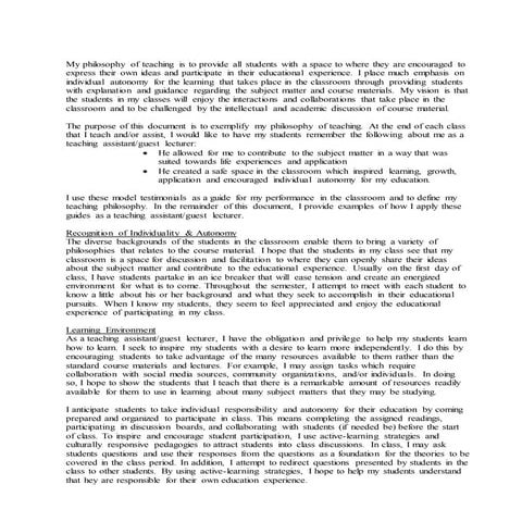 Watson Statement of Teaching Philosophy | PDF