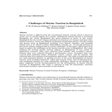 Challenges of Marine Tourism in Bangladesh | PDF
