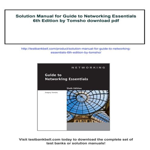 Solution Manual for Guide to Networking Essentials 6th Edition by Tomsho | PDF