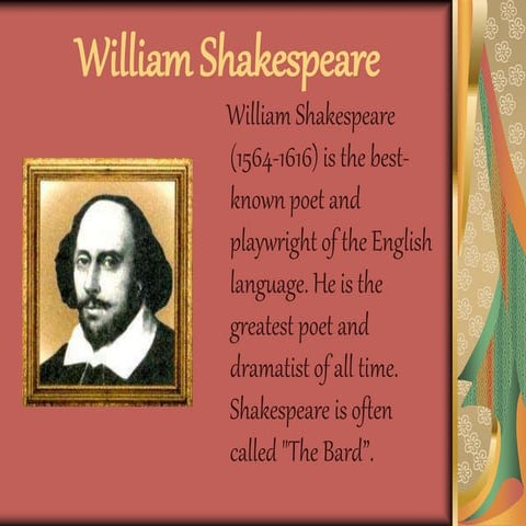 Shakespeare is the Veteran of literature | PPT