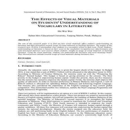 THE EFFECTS OF VISUAL MATERIALS ON STUDENTS’ UNDERSTANDING OF ...
