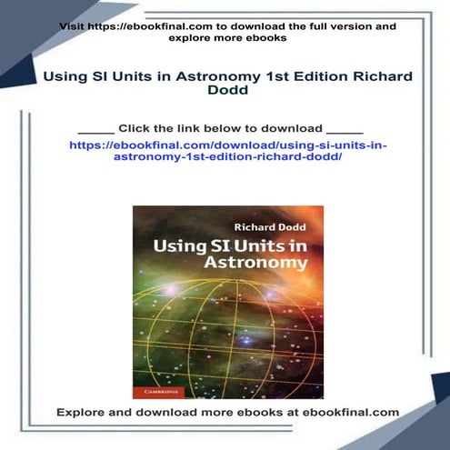 Using SI Units in Astronomy 1st Edition Richard Dodd | PDF