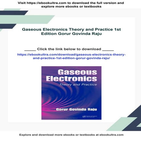 Gaseous Electronics Theory and Practice 1st Edition Gorur Govinda Raju | PDF