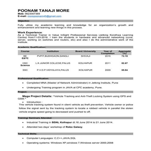 Copy of POONAM RESUME | PDF
