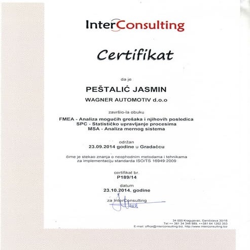 FMEA cerificate | PDF