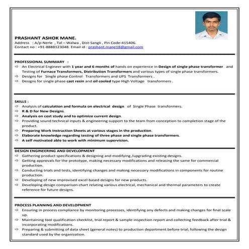 Prashant Mane Resume | PDF